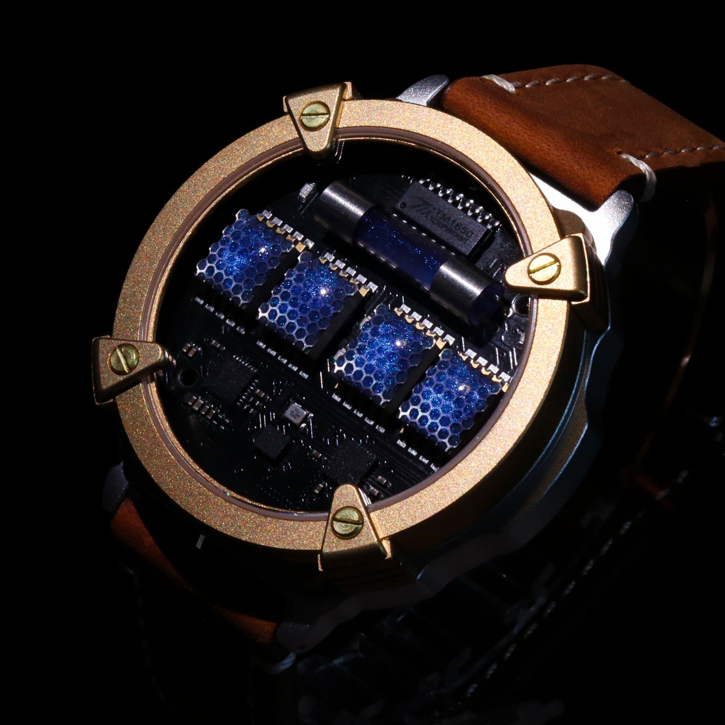 Nixie Tube Watch Ⅱ - Golden -Handmade- Metro watch - MXGZS - Cyberpunk
