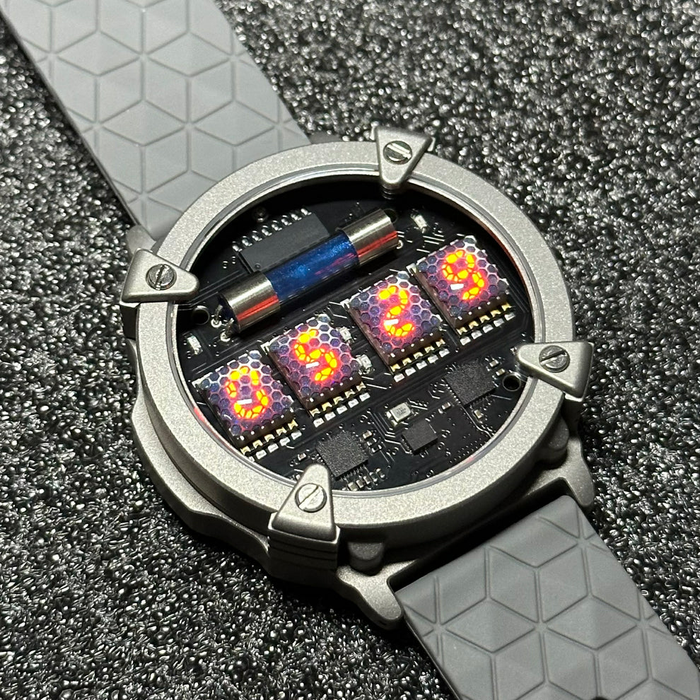 Nixie Tube Watch Ⅱ - Titanium -Handmade- Metro watch - MXGZS - Cyberpunk