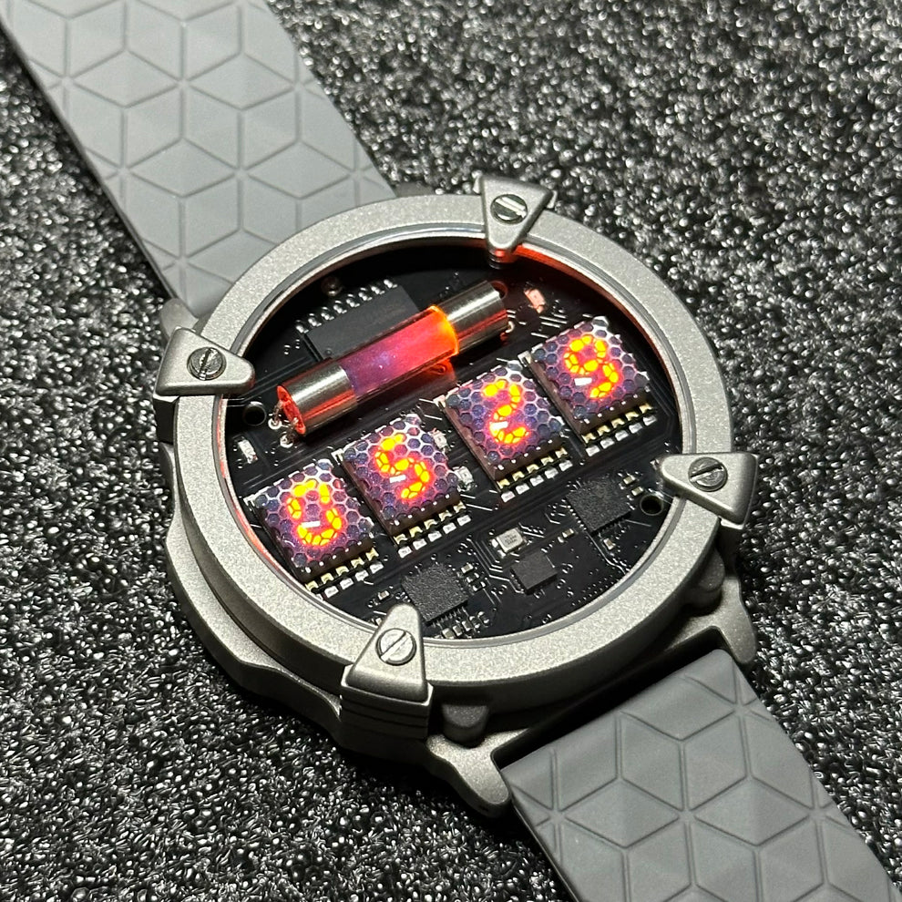 Nixie Tube Watch Ⅱ - Titanium -Handmade- Metro watch - MXGZS - Cyberpunk