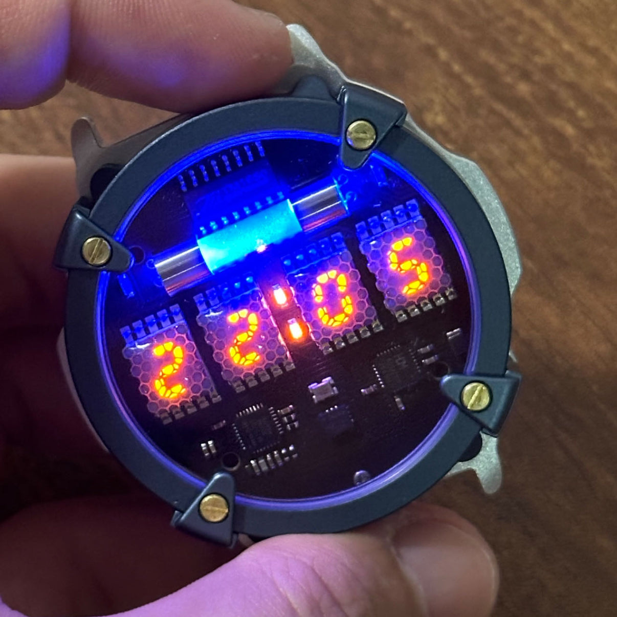 Nixie Tube Watch Ⅱ - Blue Gray -Handmade- Metro watch - MXGZS - Cyberpunk