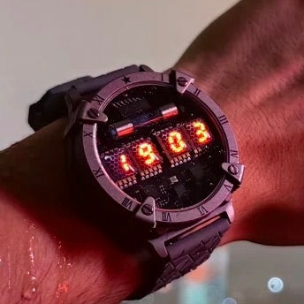 Nixie Tube Watch Ⅱ - Titanium -Handmade- Metro watch - MXGZS - Cyberpunk