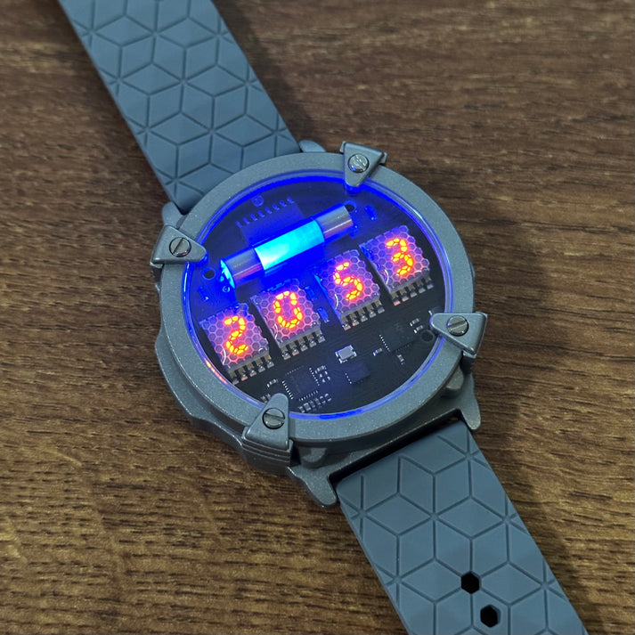 Nixie Tube Watch Ⅱ - Titanium -Handmade- Metro watch - MXGZS - Cyberpunk