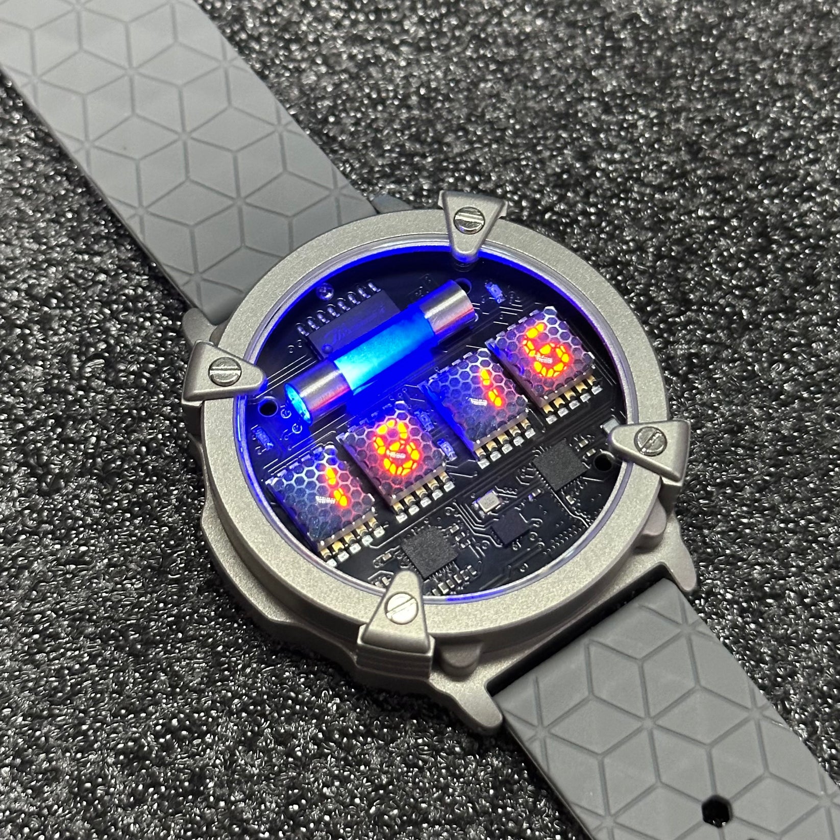 Nixie Tube Watch Ⅱ - Titanium -Handmade- Metro watch - MXGZS - Cyberpunk