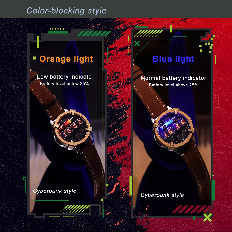 Nixie Tube Watch Ⅱ - Golden -Handmade- Metro watch - MXGZS - Cyberpunk
