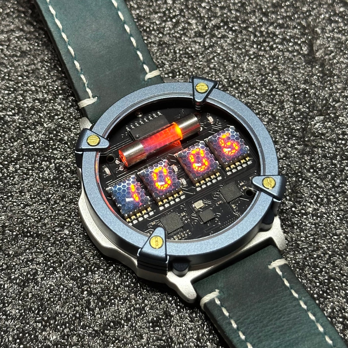 Nixie Tube Watch Ⅱ - Blue Gray -Handmade- Metro watch - MXGZS - Cyberpunk